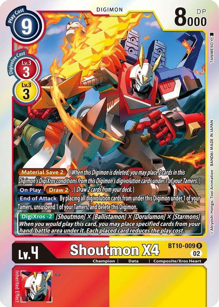 Digimon Xros Encounter Rare Shoutmon X4 BT10-009 - Walmart.com