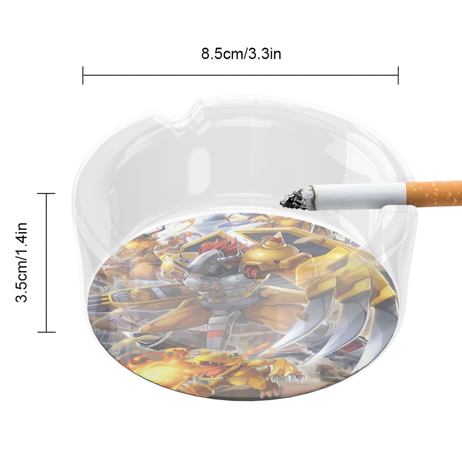 Digimon anime round glass ashtrays are used for indoor and outdoor home ...