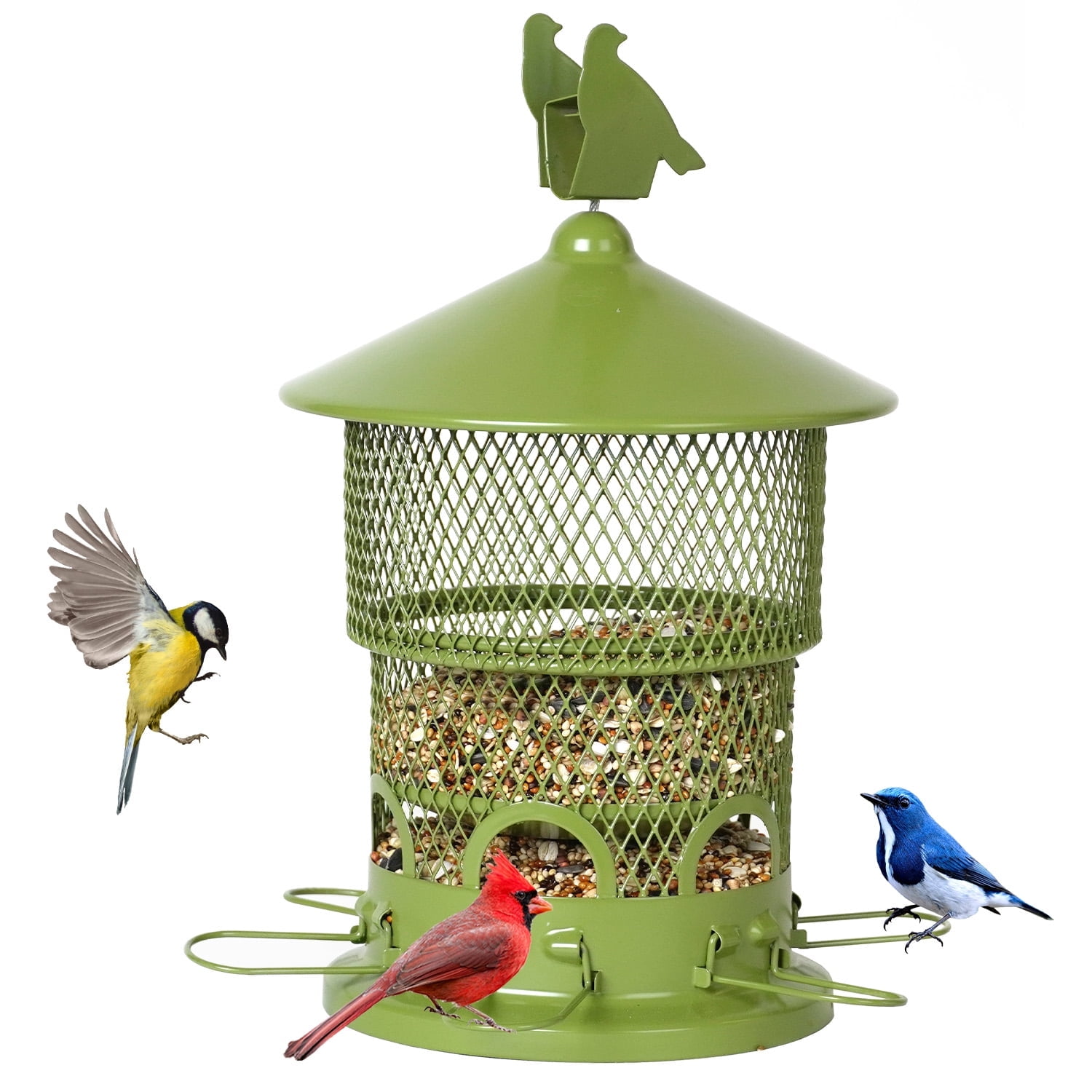 Digipettor Wild Bird Feeder, Metal Hanging Feeder, 4LB Capacity, 6 ...
