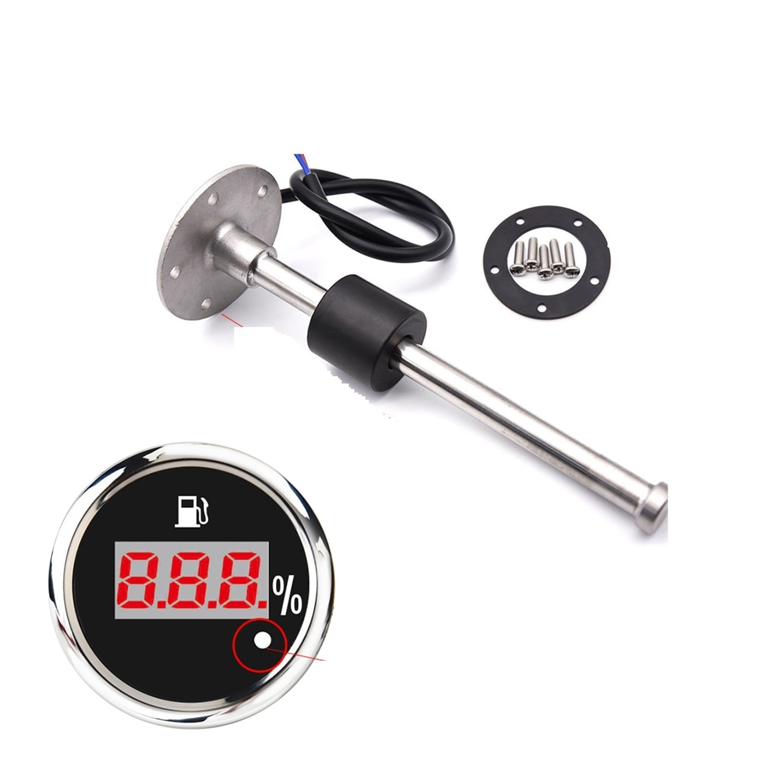 Digital 52MM Fuel Level Gauge Warning Light Oil Tank Indicator Marine ...