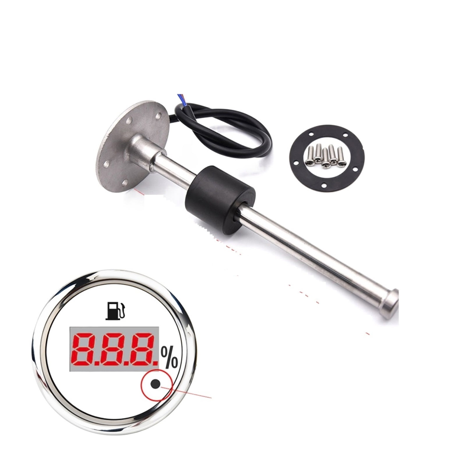 Digital 52MM Fuel Level Gauge Warning Light Oil Tank Indicator Marine ...