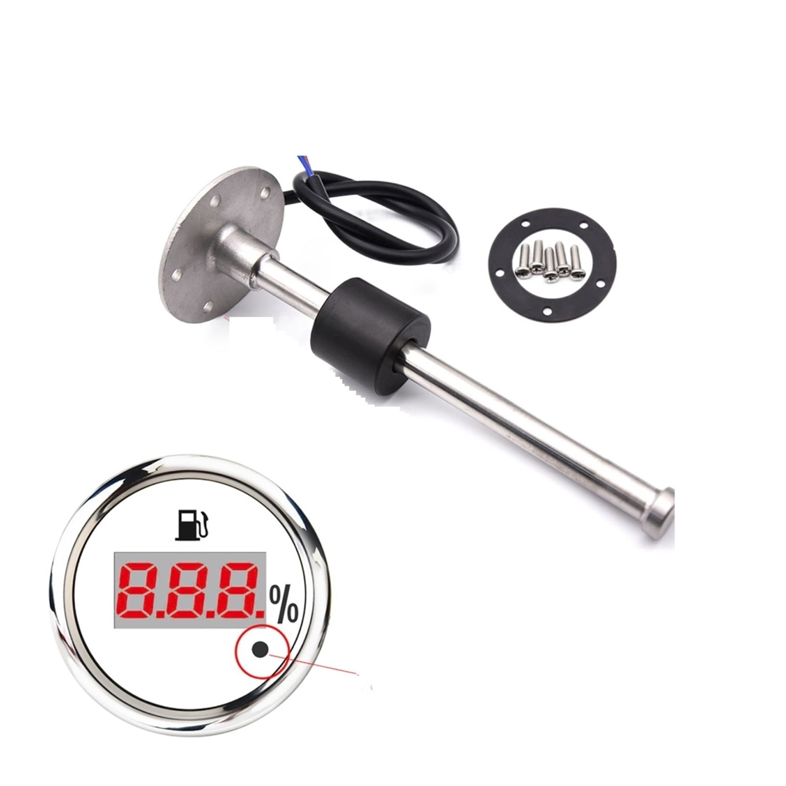 Digital 52MM Fuel Level Gauge Warning Light Oil Tank Indicator Marine ...