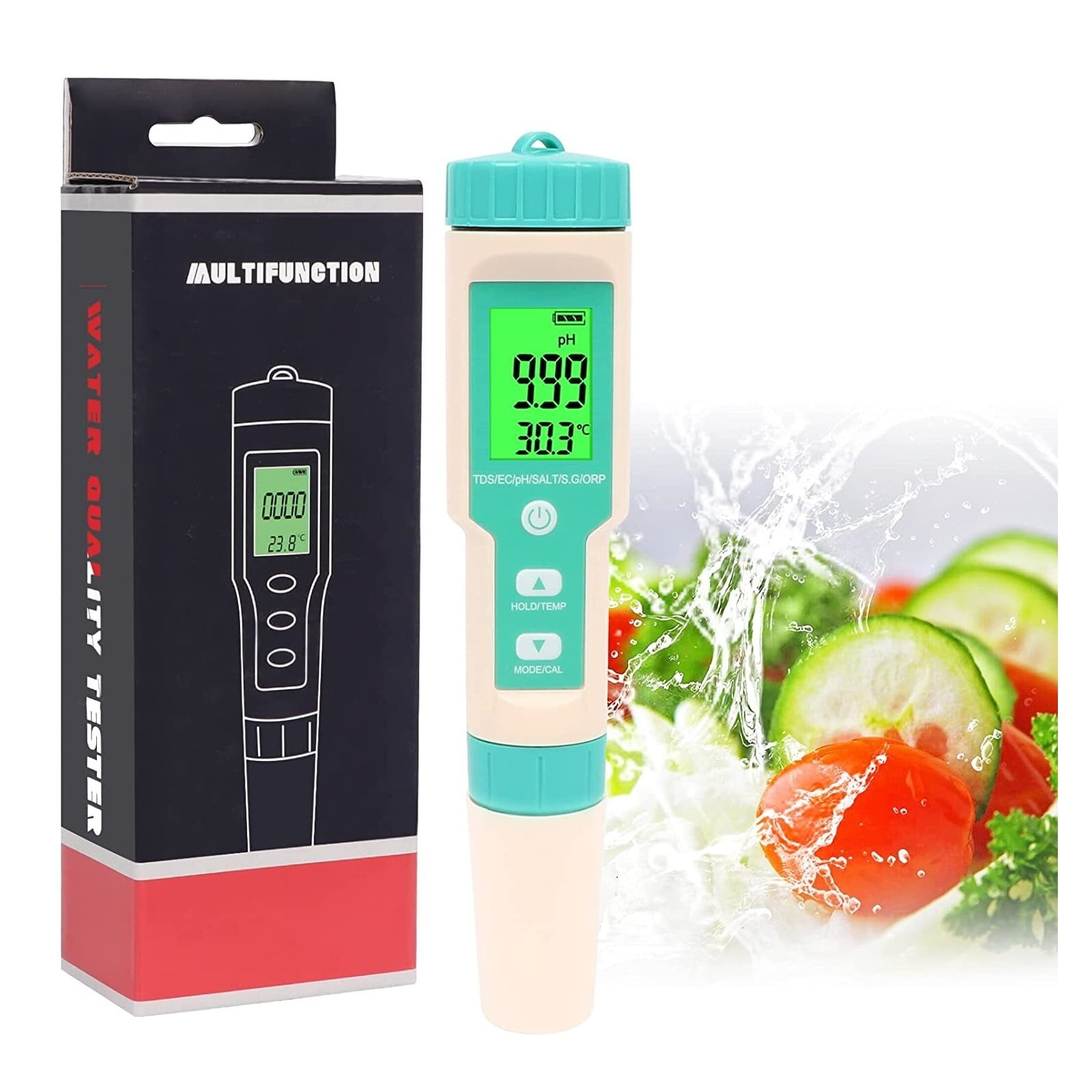Digital 7 in 1 PH/TDS/EC/Salt/ORP/SG/Temp Meter Waterproof High ...