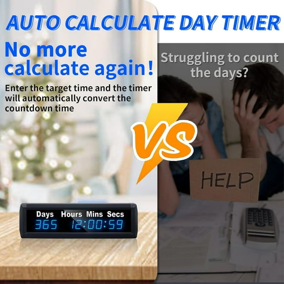 Digital 999 Days Countdown Timer, Count Up/Count Down Clock with Remote ...
