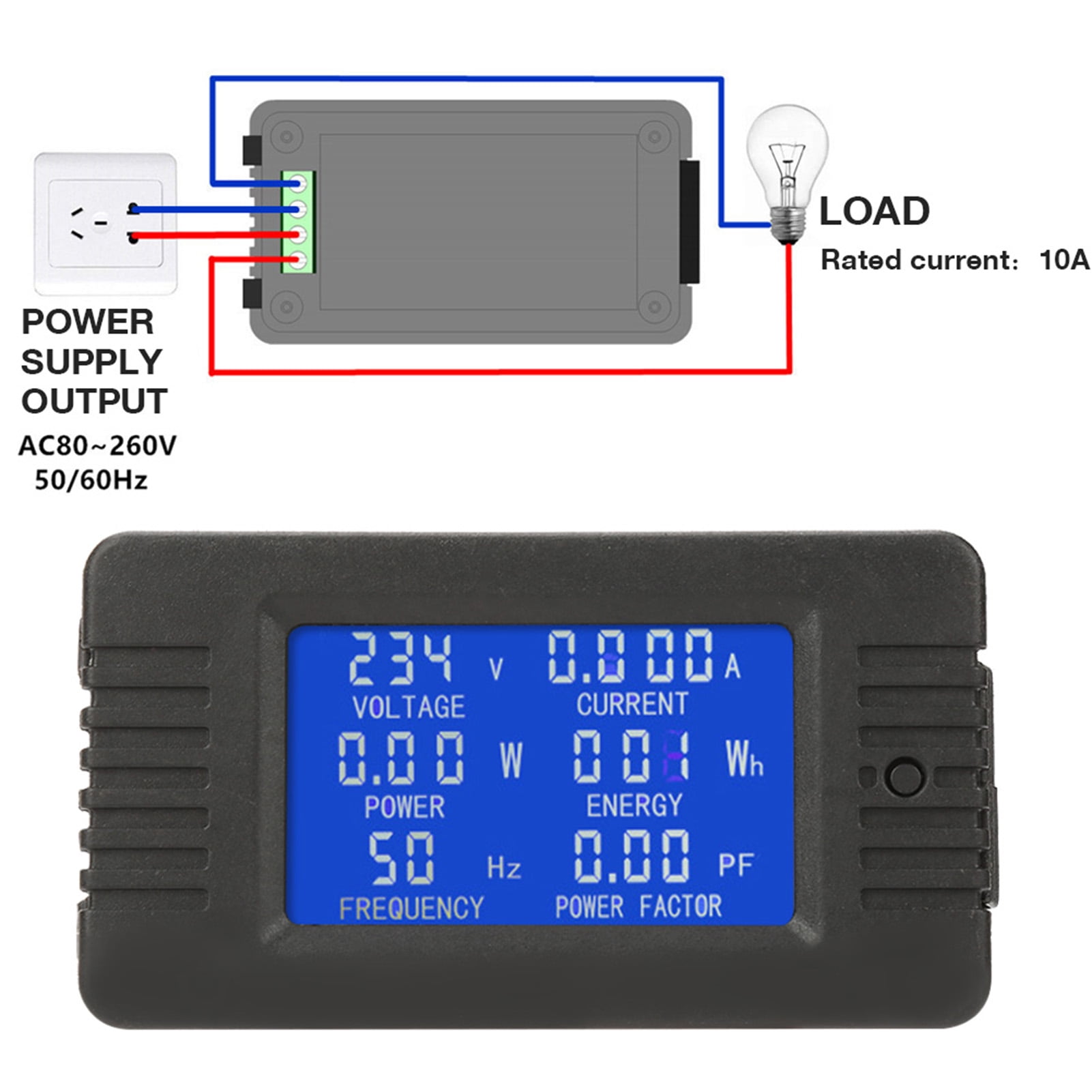 Digital AC Meter, PEACEFAIR PZEM-020 AC Multifunction Digital Meter ...