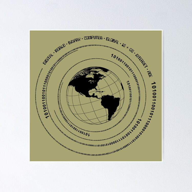 Digital Age. 1S (Ones) And 0S (Zeroes) Binary World (Black) Poster ...