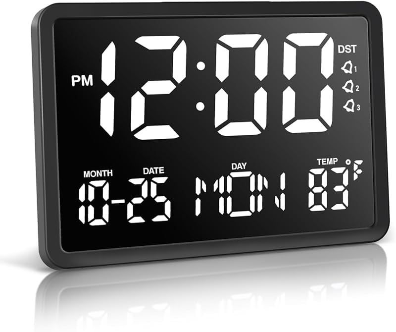 Digital Alarm Clock, with 5.5" Large LED Time Display, Adjustable Alarm ...