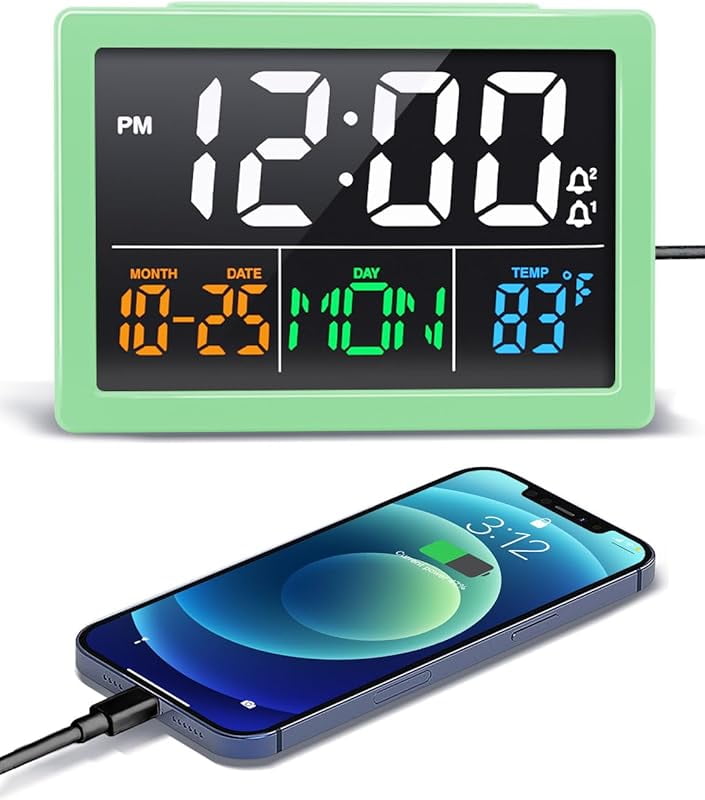 Digital Alarm Clock, with 5.5" Large LED Time Display, Adjustable Alarm ...