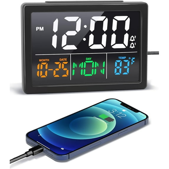 Digital Alarm Clock, with 5.5" Large LED Time Display, Adjustable Alarm ...