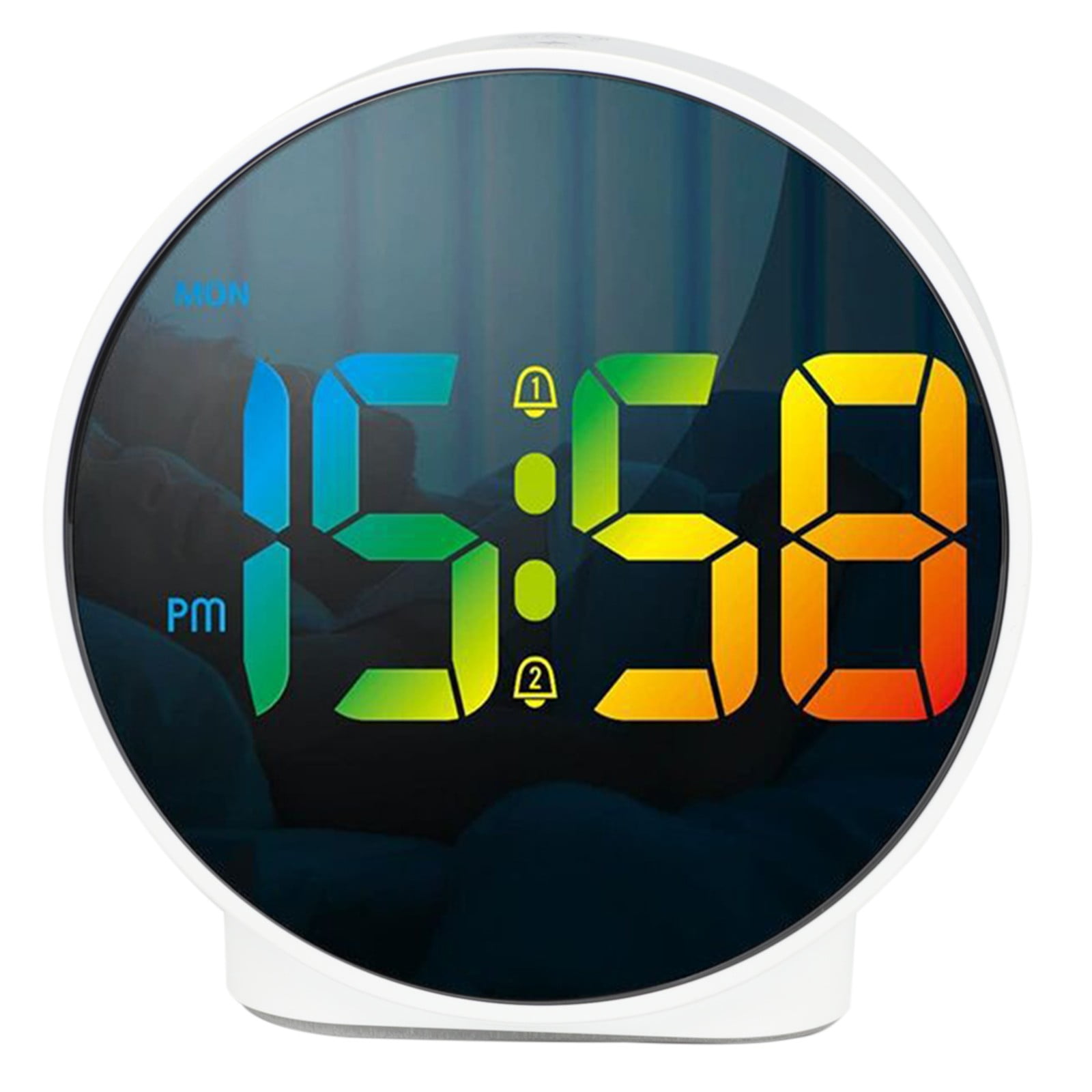 Digital Alarm Clock Alarm Clocks Bedside with Colorful Curved LED ...