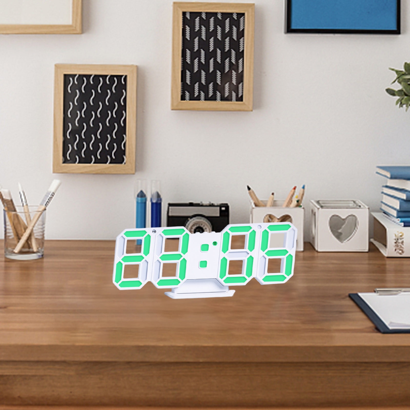 Digital Alarm Clock, Automatic Photosensitive 3D LED Clock, 12/24H ...