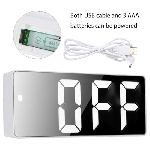 Digital Alarm Clock for Bedroom, Mirror Surface LED Electronic Clocks ...