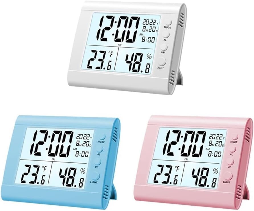 Digital Alarm Clock for Bedrooms, Multifunction Thermometer Hygrometer ...