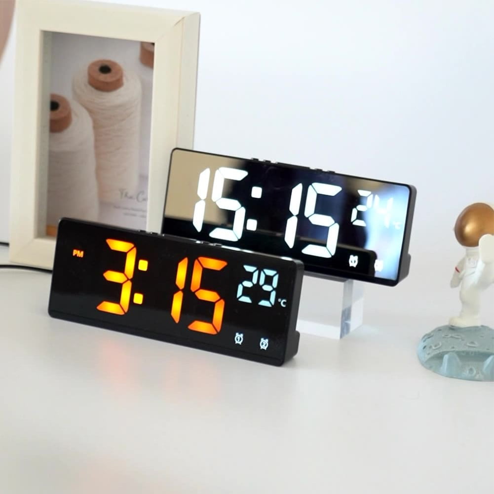 Digital Alarm Clock for Bedrooms, with Temperature, 5 Adjustable ...