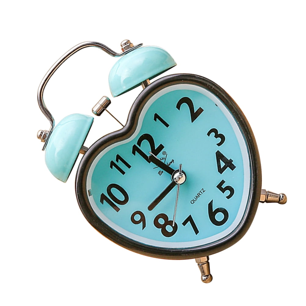 STRANDCHIC Heart Shape Metal Alarm Clock for Students with Night Light ...