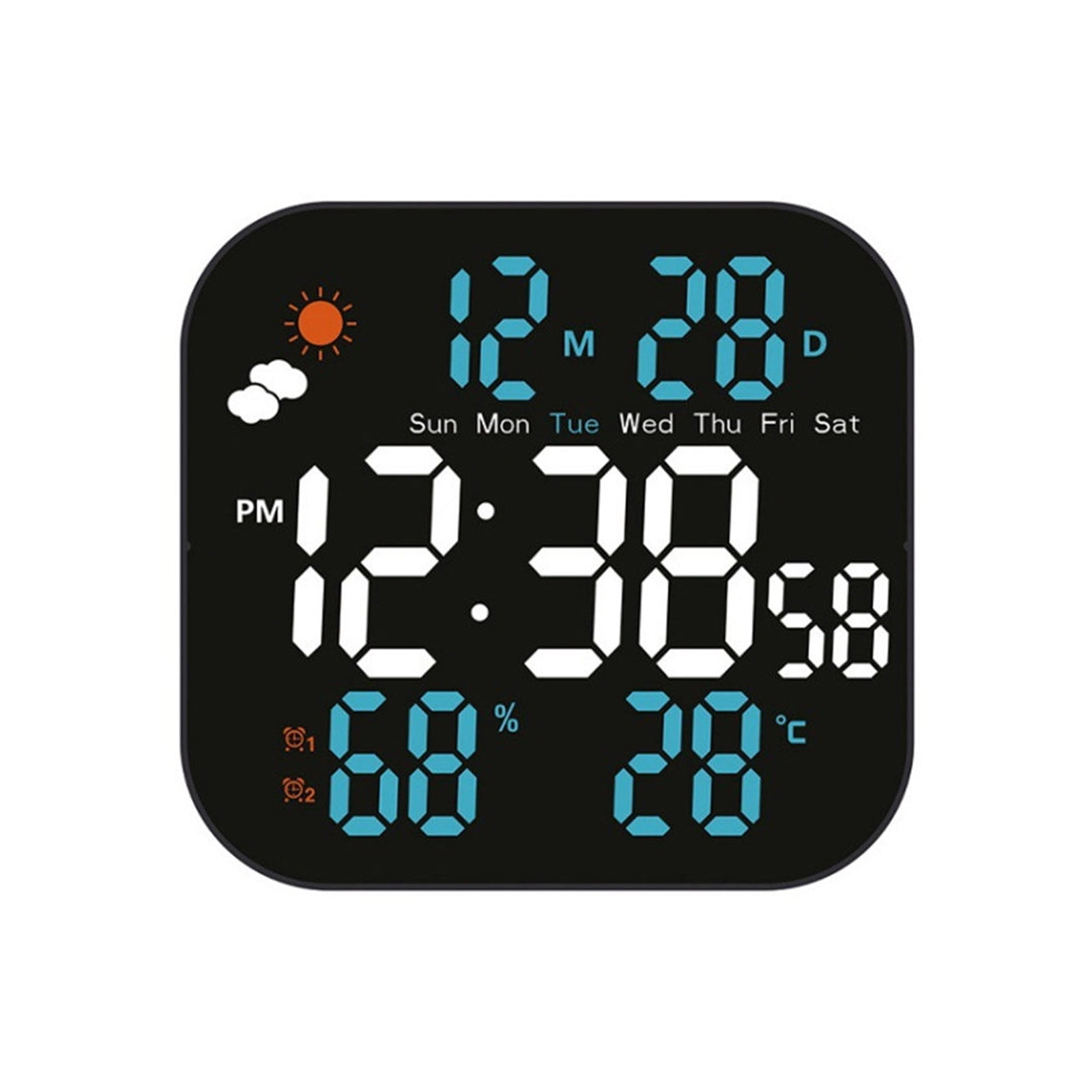 Digital Alarm Clock Desktop Clock Large Display LED Clocks with Adjustable Brightness Snooze for ...