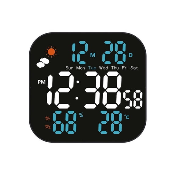 Digital Alarm Clock Desktop Clock Large Display LED Clocks with ...