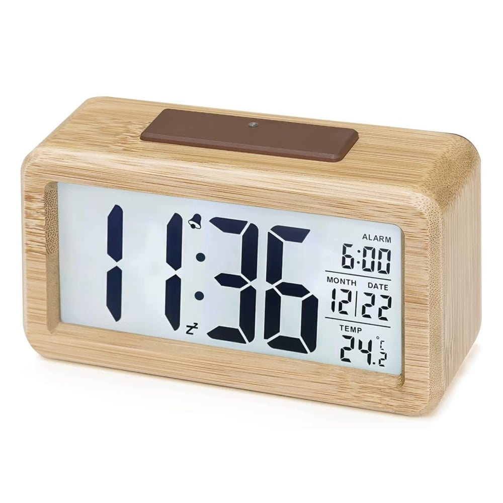 Digital Alarm Clock, Digital Alarm Clock Wood With Large Temperature ...