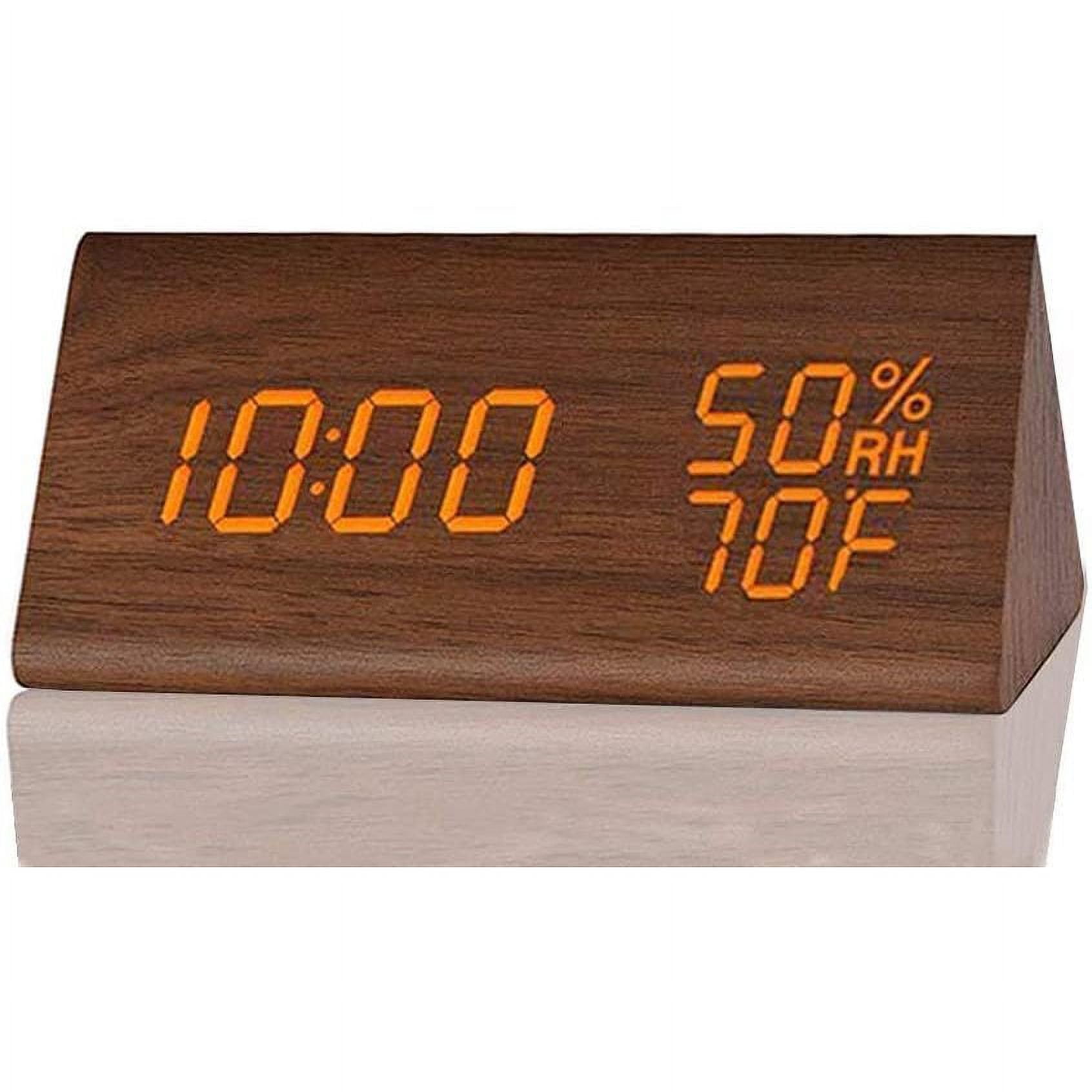 Digital Alarm Clock, with Electronic Wooden LED Time Display, 3 Alarm ...