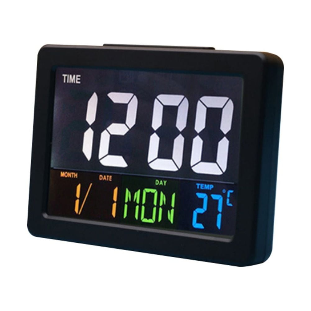 Digital Alarm Clock, LCD Large Screen Desktop Clock Time Date ...