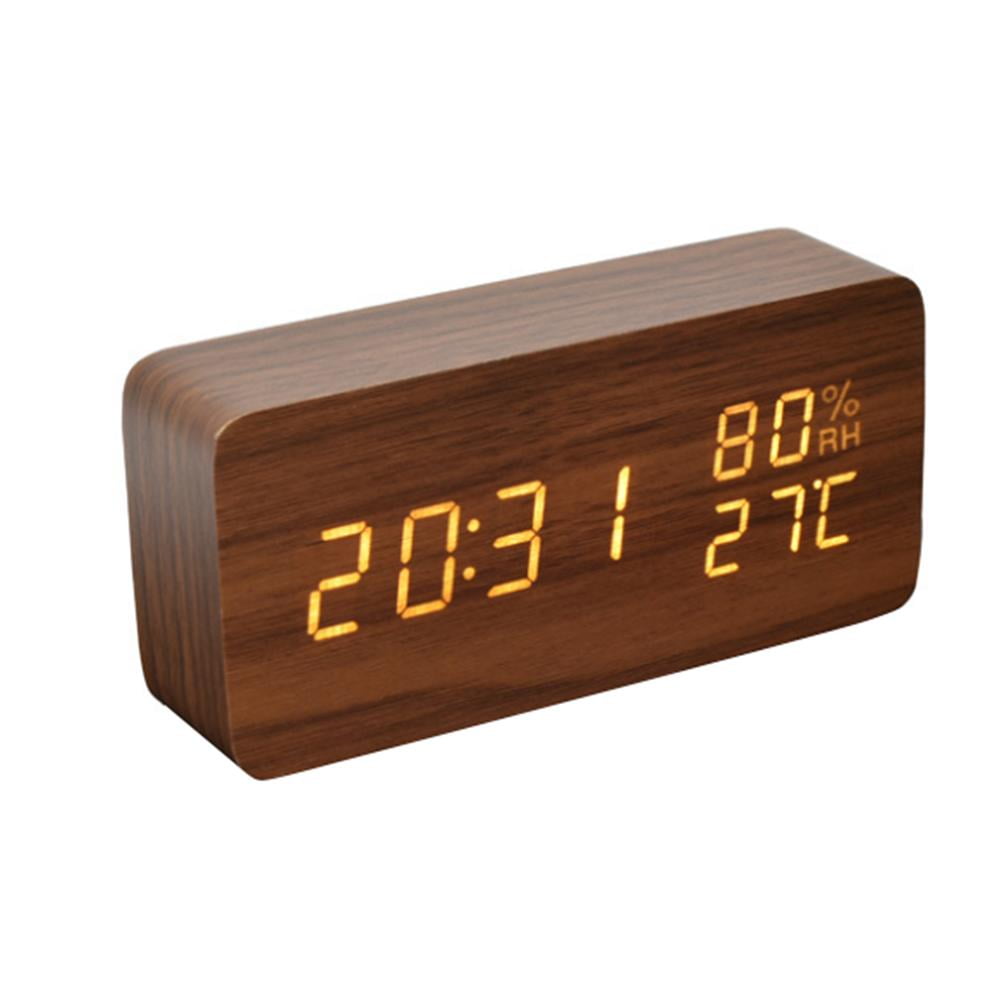 Digital Alarm Clock LED Adjustable Brightness Voice Control Desk Clock ...