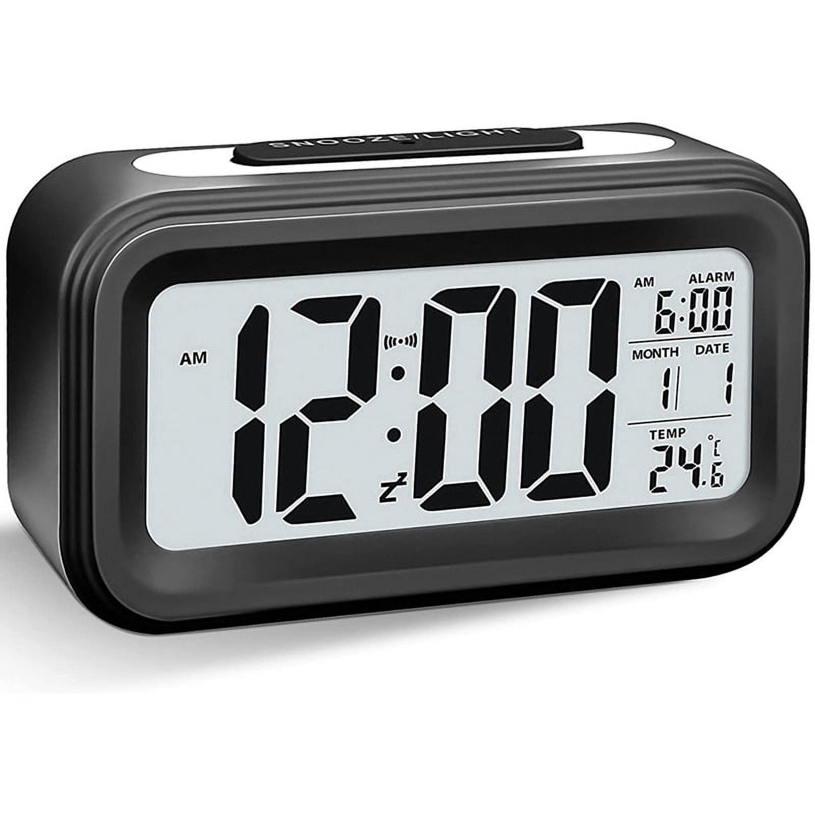 Digital Alarm Clock, LED Light Up Alarm Clock, Battery Operated Silent ...