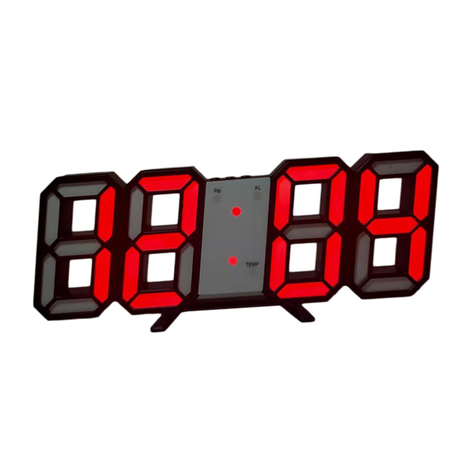 Digital Alarm Clock Large Display LED Wall Clock for Bedside Home Study ...