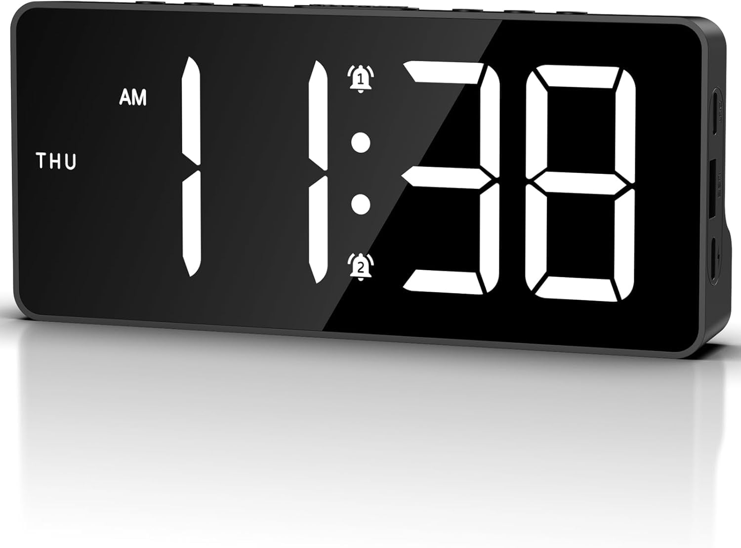 Digital Alarm Clock, Large LED Display Bedside Clock with 5 Levels ...
