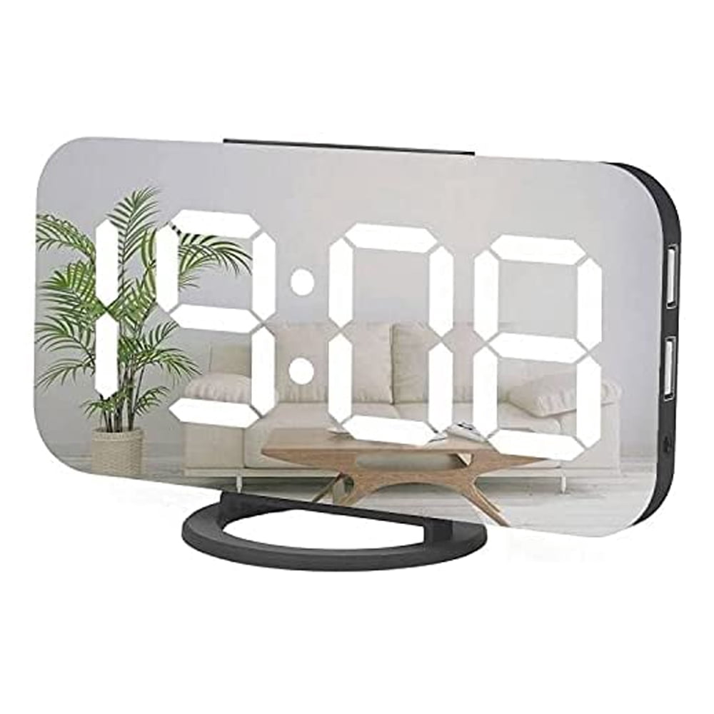 Lzvxtym Digital Alarm Clock, Large Mirror LED Display, Large Numbers ...