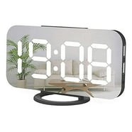 "Digital Alarm Clock, 6.6"" LED Mirror Desk Clock with Dual USB Ports ...