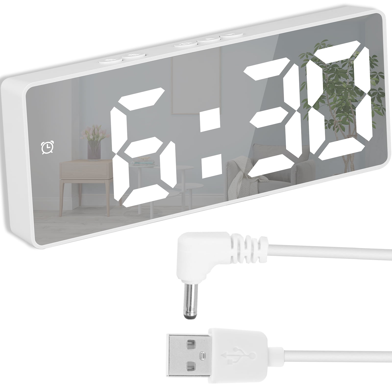 Digital Projection Alarm Clock with LED Mirror, USB Charging, RGB Night ...