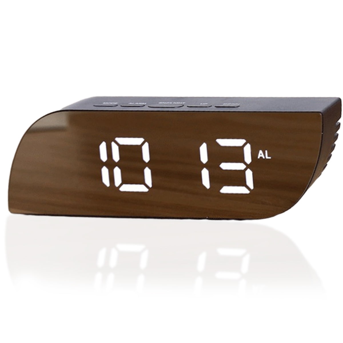 Digital Alarm Clock Mirror Surface - Dimmer Night Mode, Large Led ...