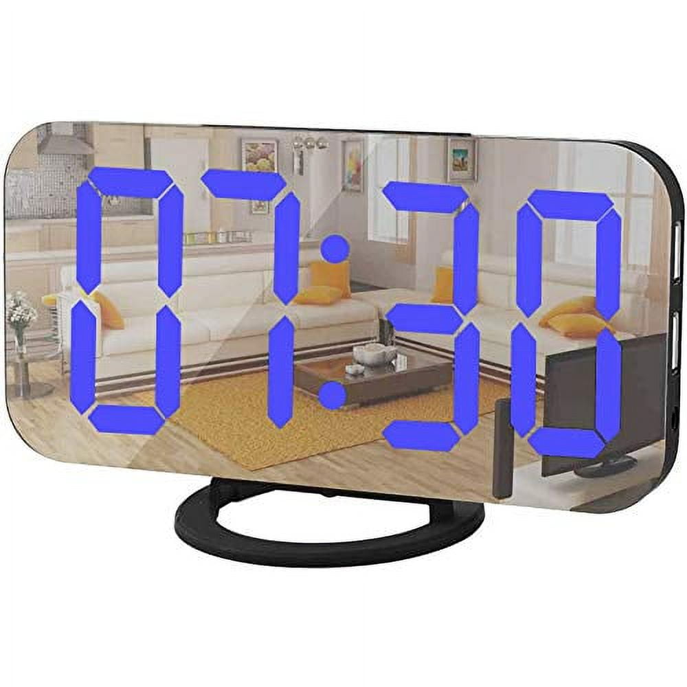 Digital Alarm Clock,Mirror Surface LED Electronic Clocks,with USB ...