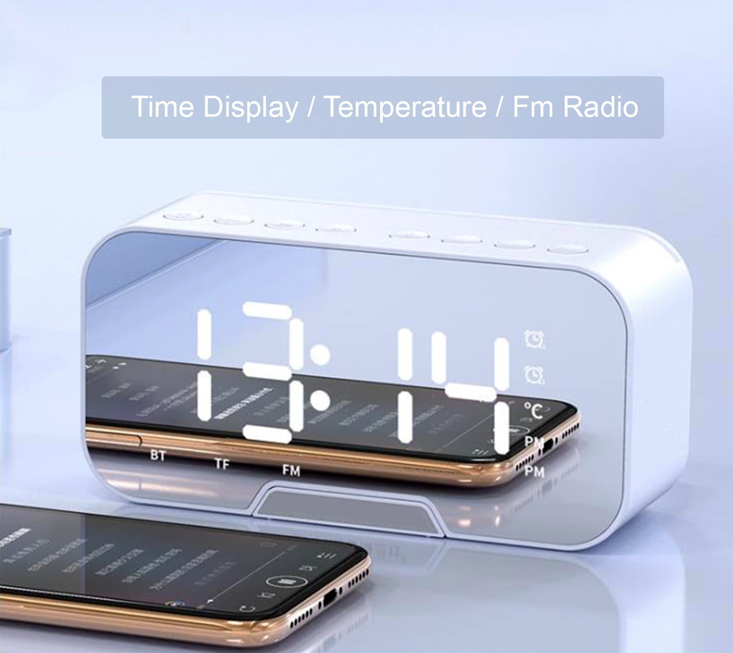 Digital Alarm Clock Radio: 5.5” Large LED Display with 3 Brightness ...