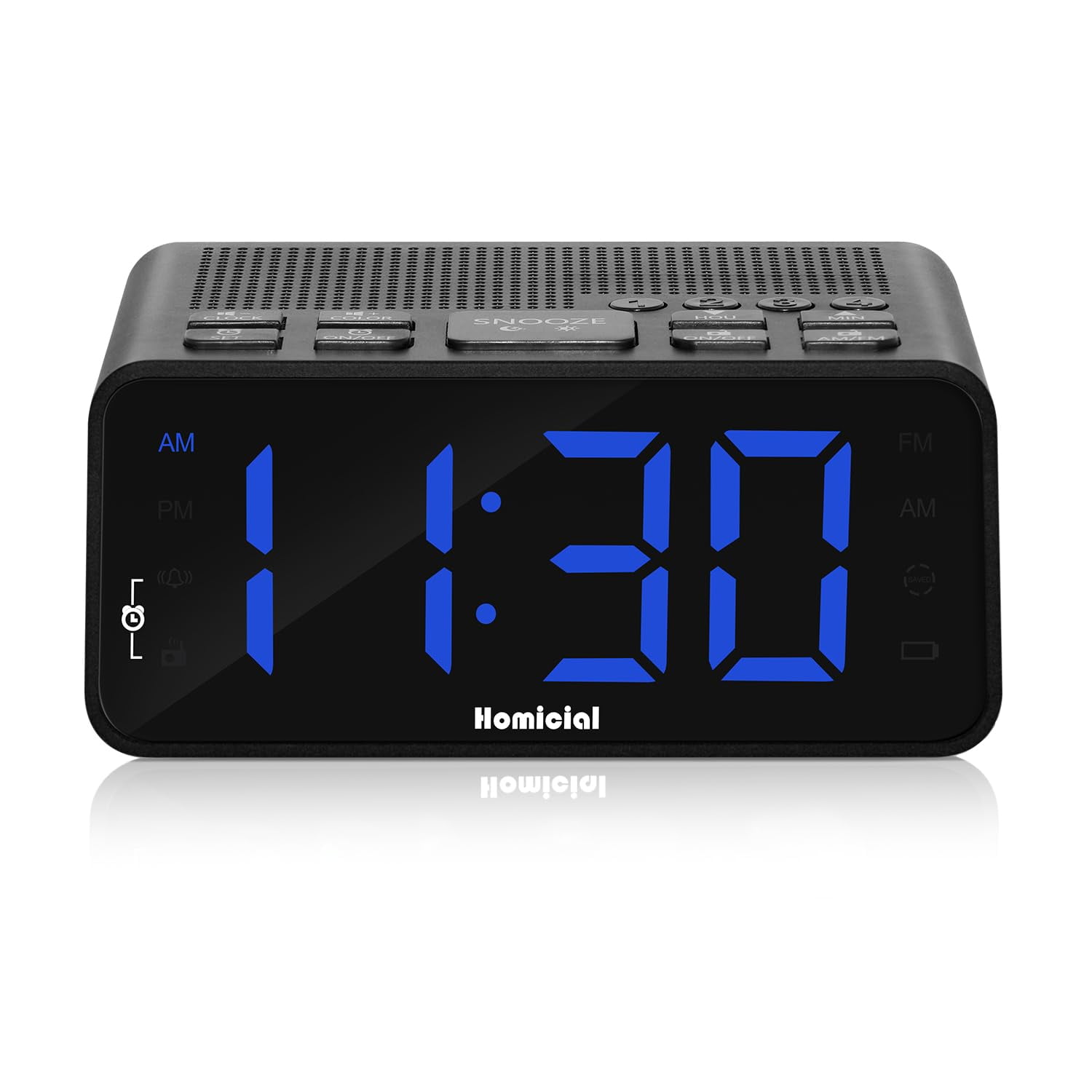 Digital Alarm Clock Radio with AM/FM Radio, Multi-Colors 1.4” LED ...