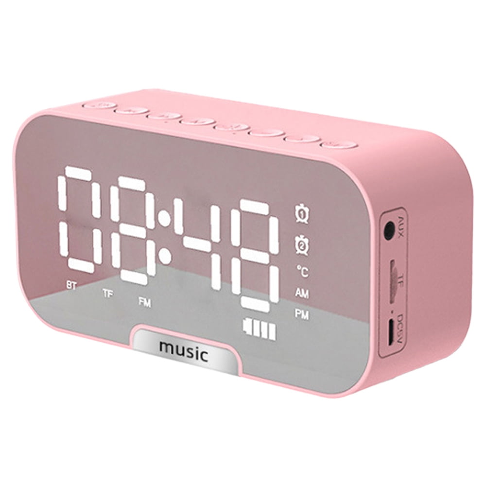 Digital Alarm Clock Radio With Mirror Surface, Adjustable Brightness ...