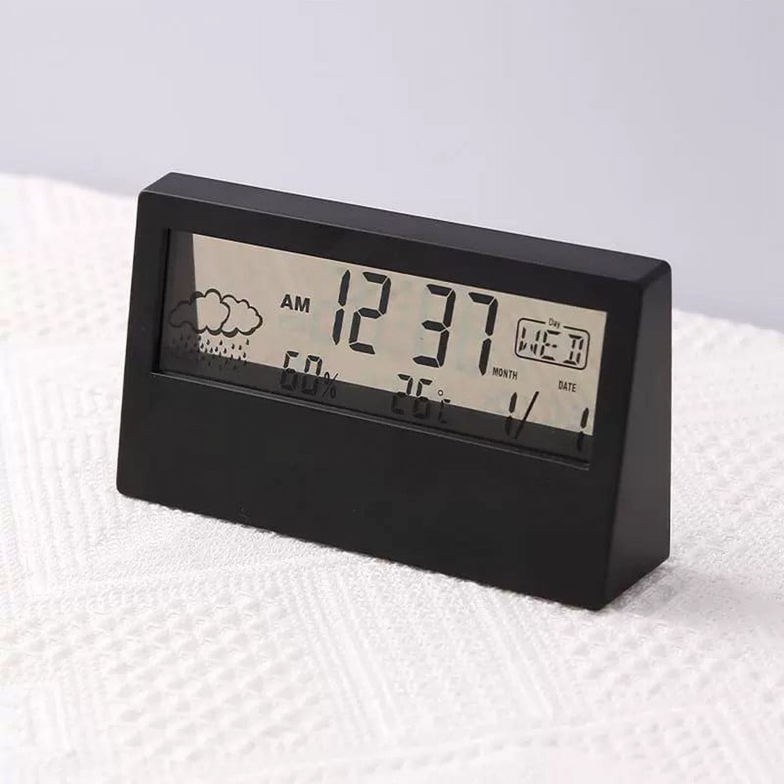 Digital Alarm Clock, Transparent Modern Design, Temperature, Humidity ...