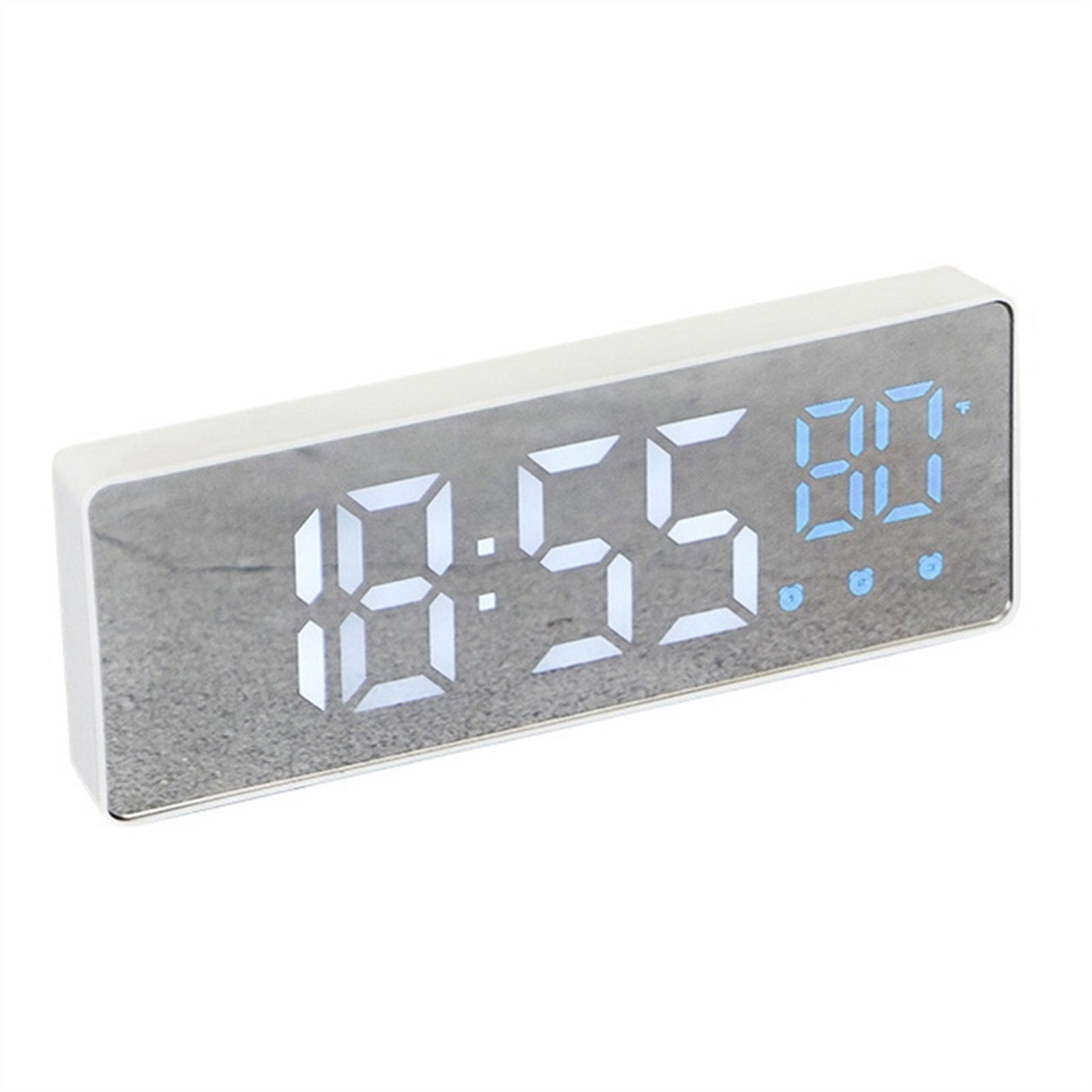 Digital Alarm Clock,USB Portable Travel Bedside Table Desk LED Mirror ...