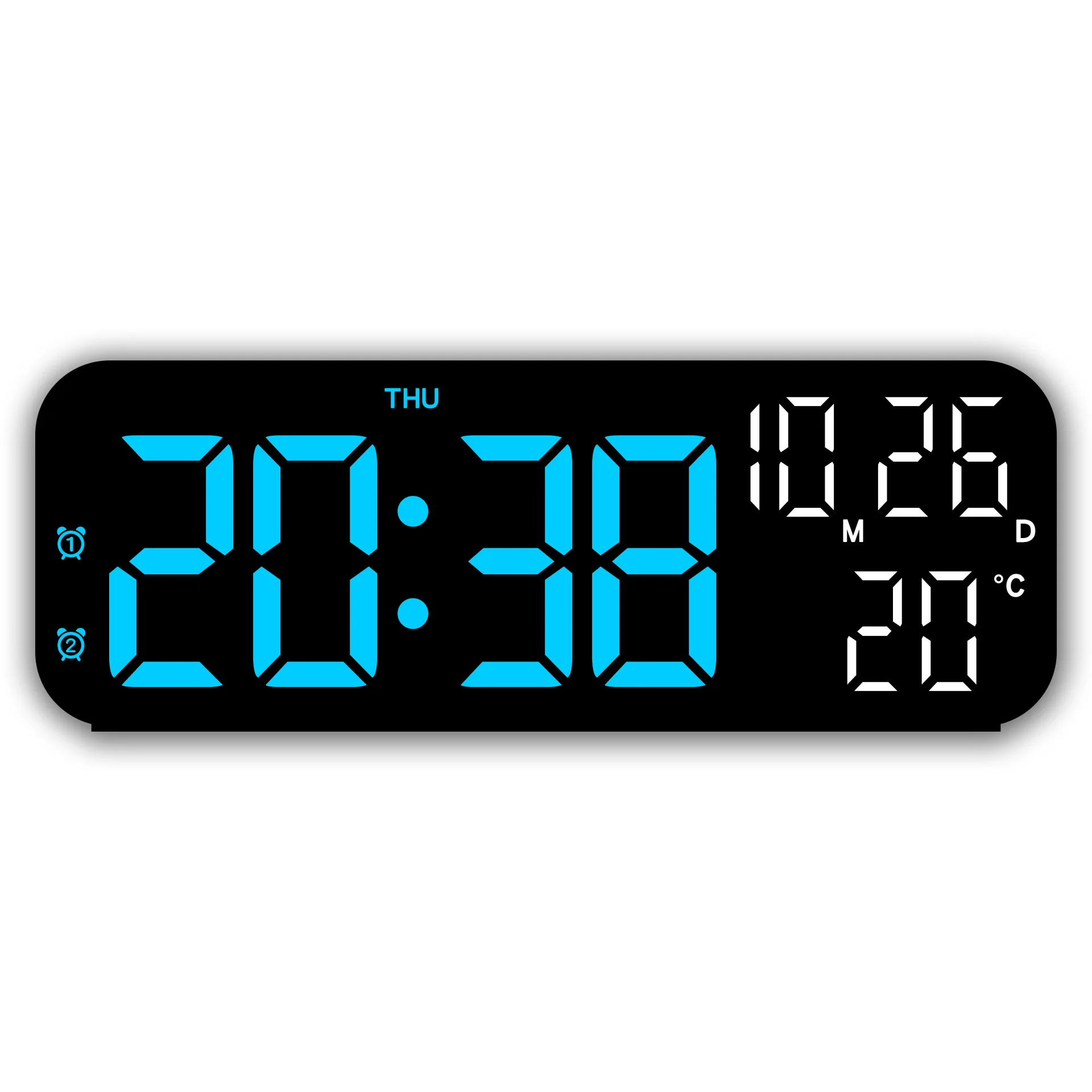 Digital Alarm Clock Voice Control Date Time Temperature Display ...