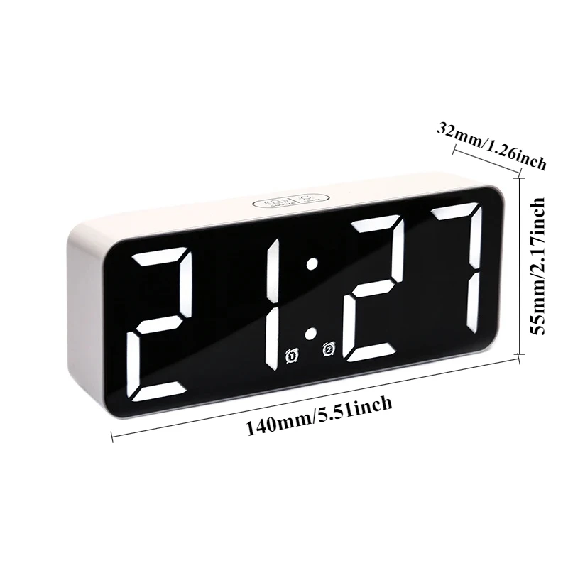 Digital Alarm Clock Voice Control Date Time Temperature Display ...