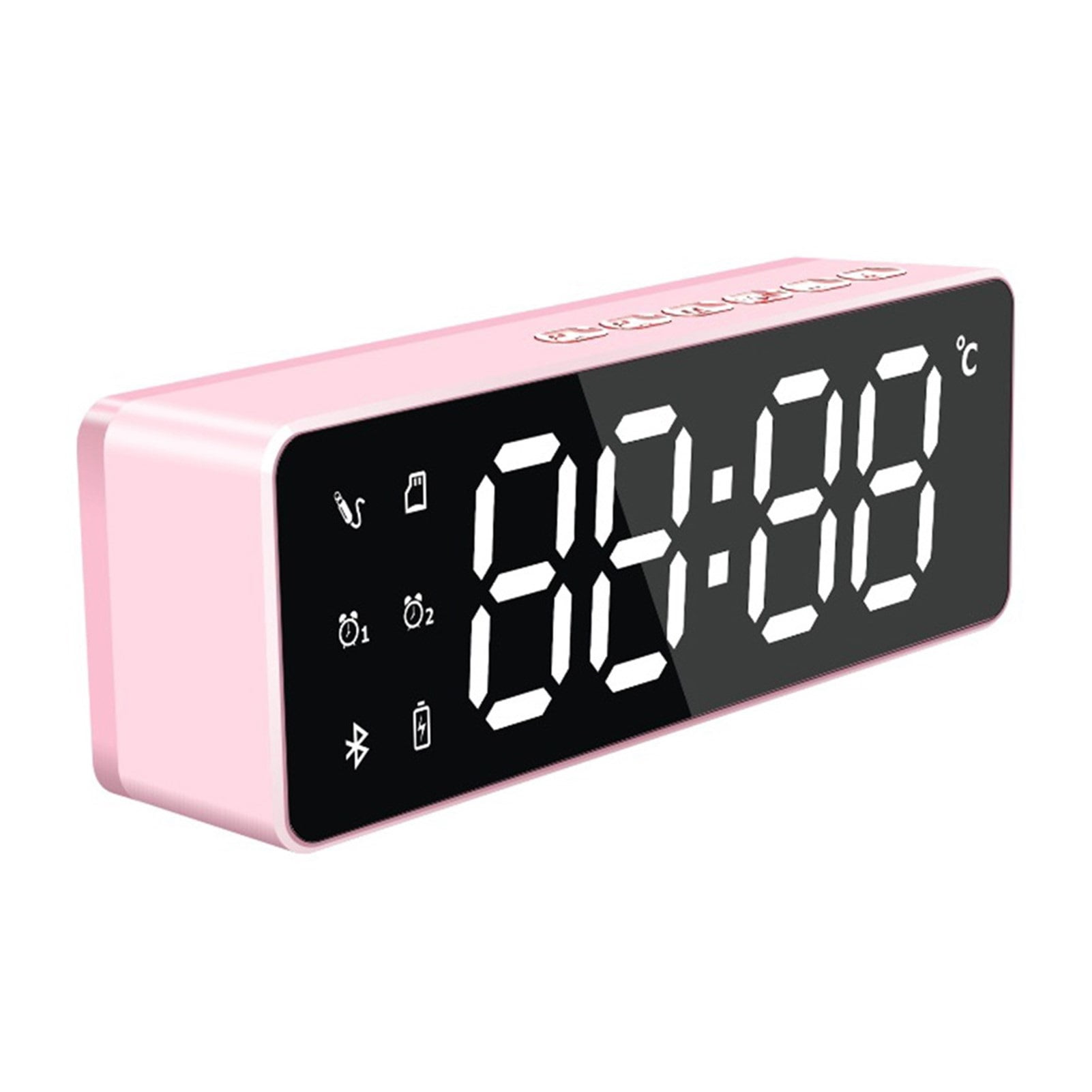 Digital Alarm Clock Wireless Living Room FM Radio LED Backlight Mirror ...