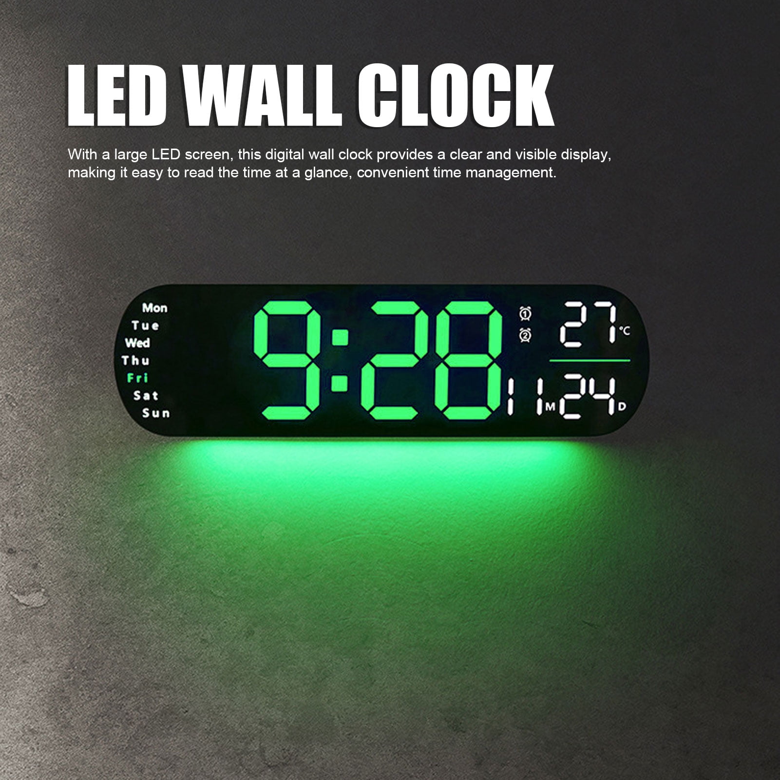 Digital Alarm Clock With Date Temperature Display, 8 Color Modes Timer ...