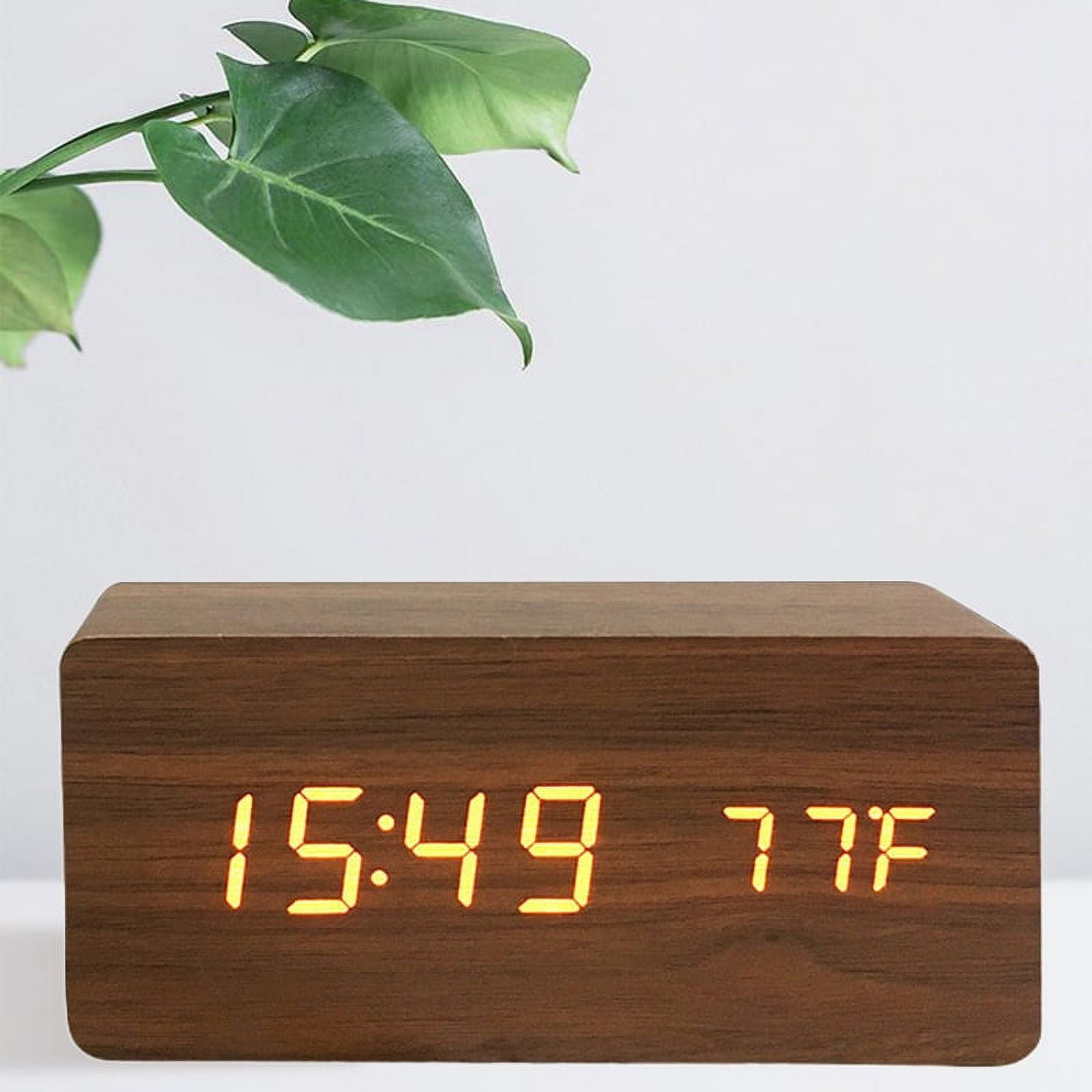 VOLTSTECH Wooden LED Alarm Clock, 3 Alarms, Adjustable Brightness ...