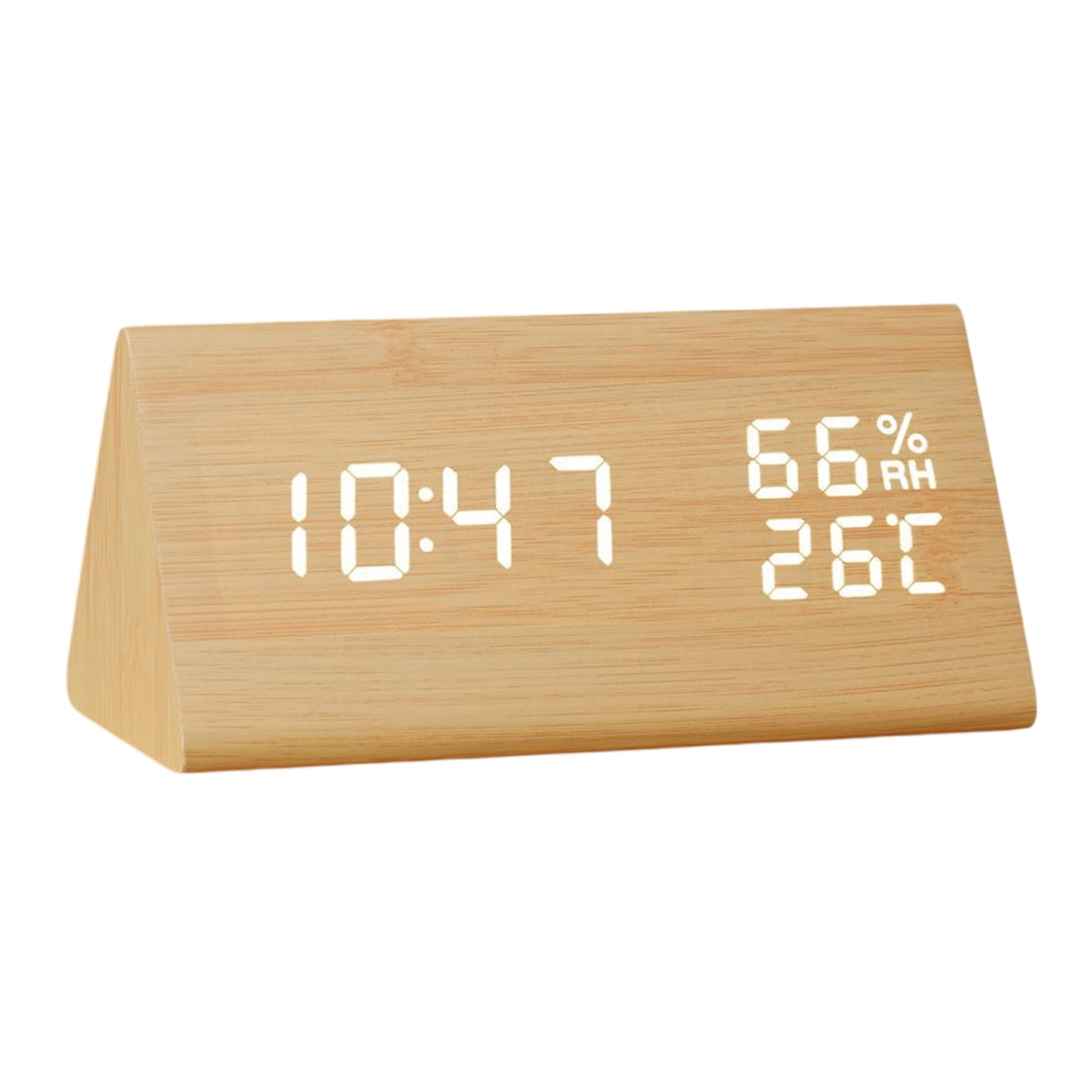 Digital Alarm Clock, With Wooden Electronic Led Time Display, 3 Alarm ...