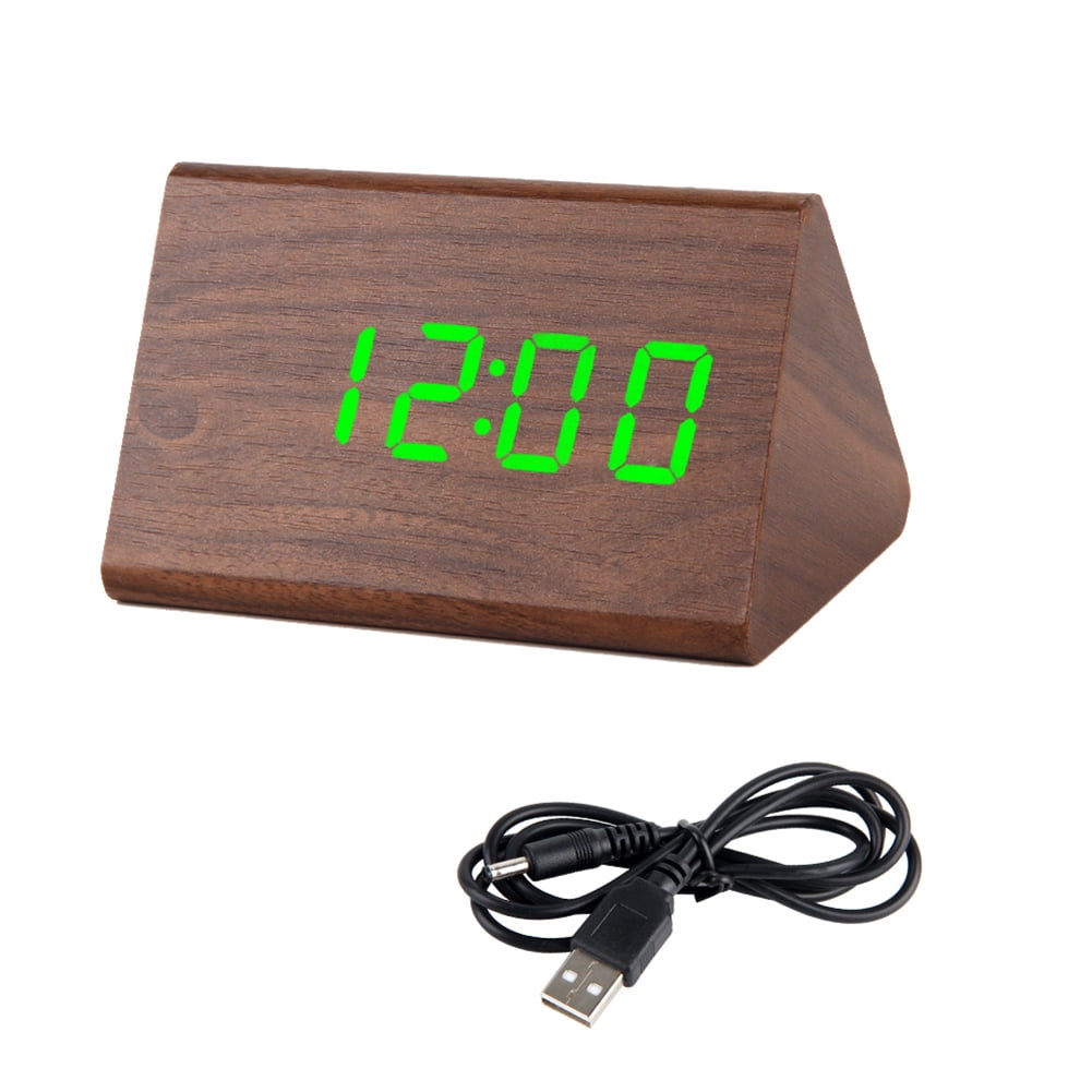 Digital Alarm Clock, with Wooden Electronic LED Time Display, 3 Alarm ...