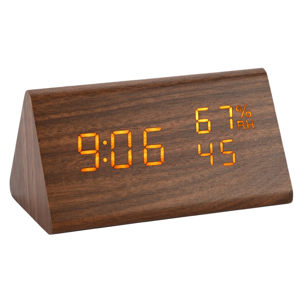 Digital Alarm Clock, with Wooden Electronic LED Time Display, Alarm ...