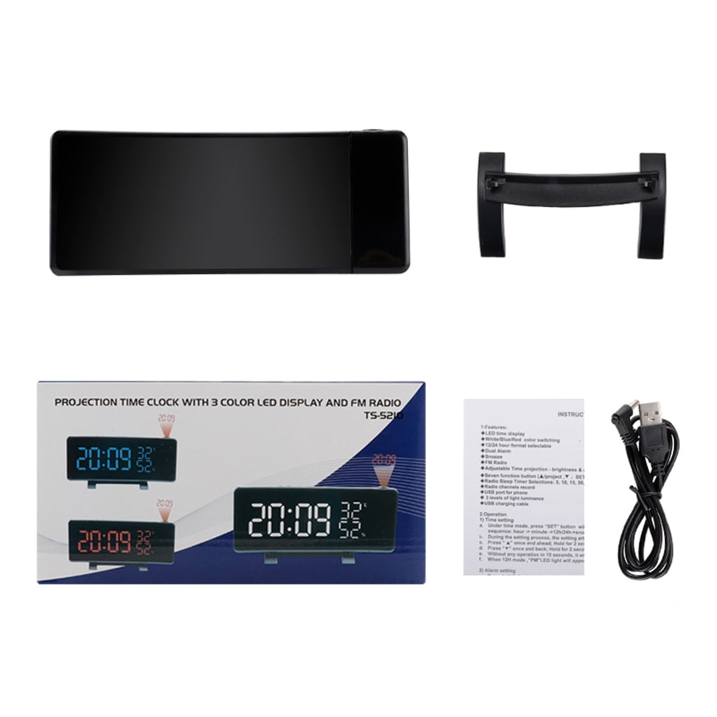 Digital Alarm Clock with 180 Degrees Rotating Projection LED Display ...