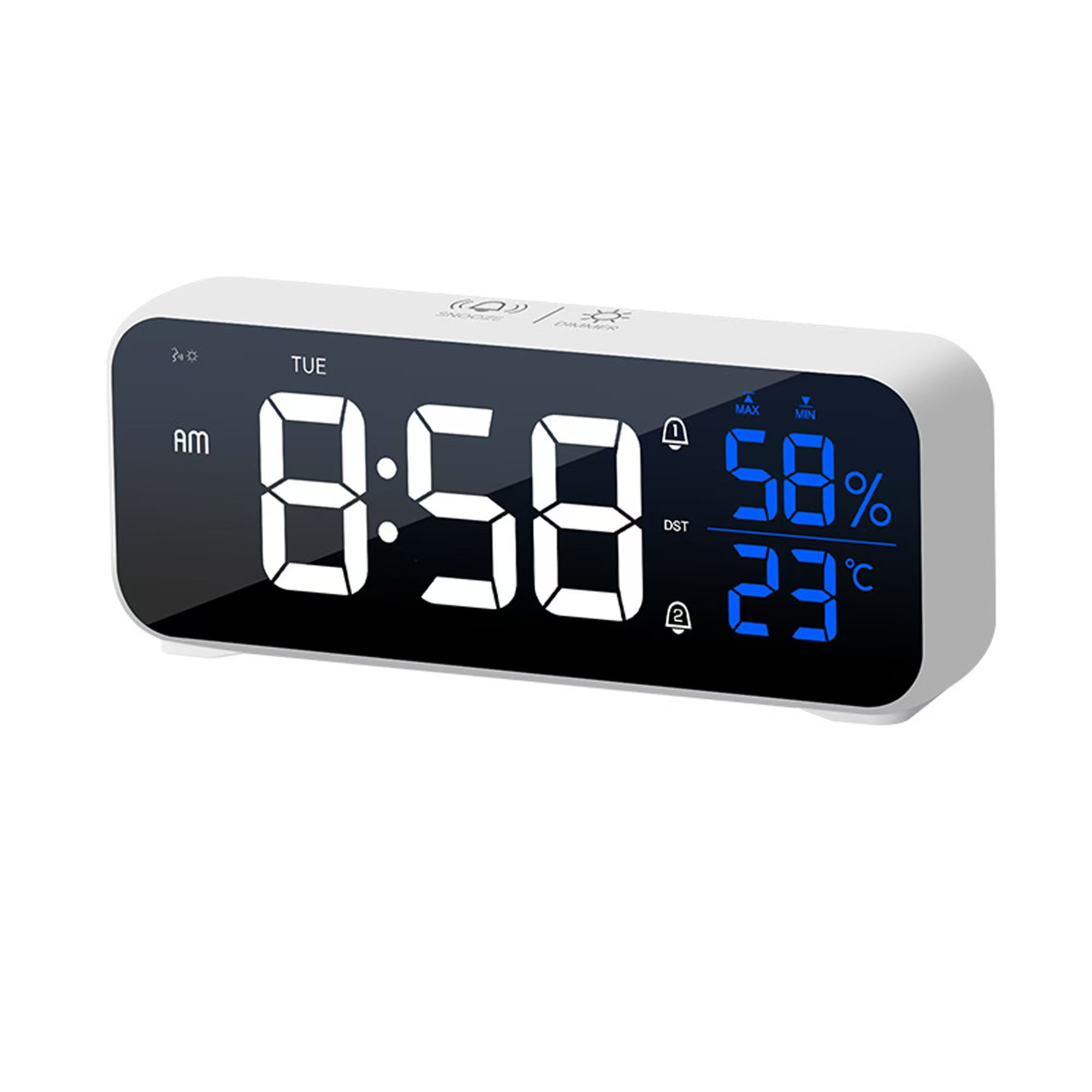 Digital Alarm Clock with Dual Alarms, Temperature & Humidity Display ...