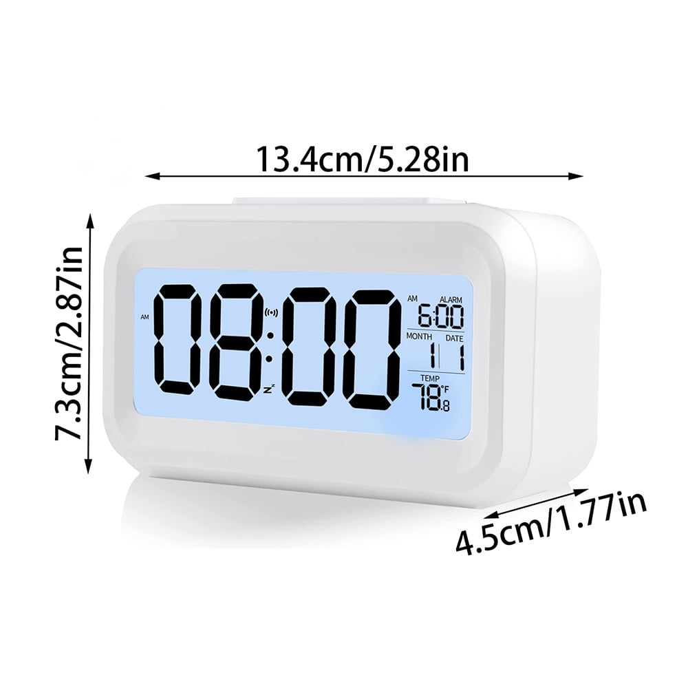 Digital Alarm Clock with Indoor Temperature Light Sensor Battery ...