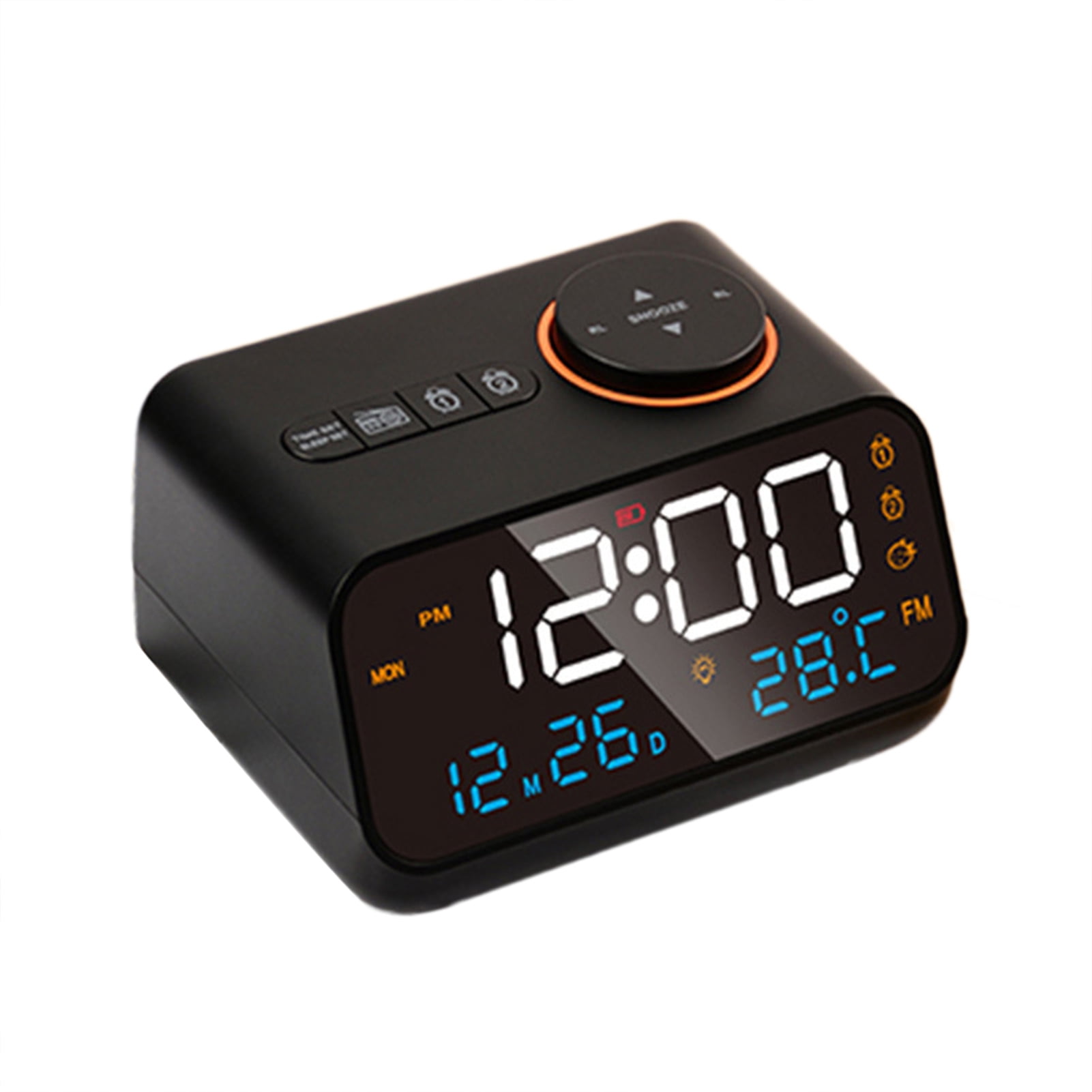 Digital Alarm Clock with Large LED Display 0-100% Dimmer FM Radio Sleep ...